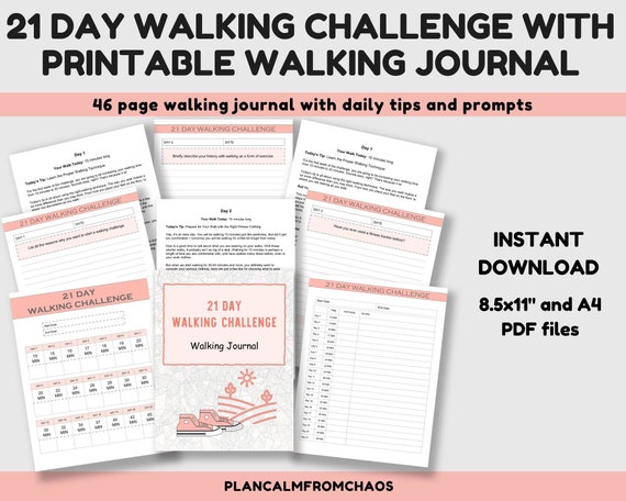 21 Day Walking Challenge With Printable Walking Journal. | Etsy