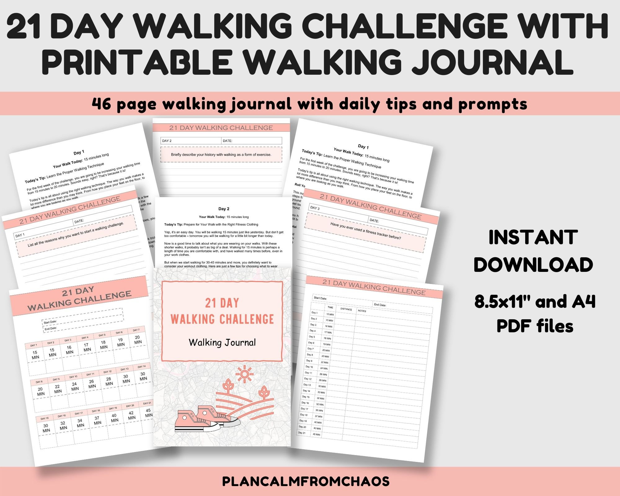 21 Day Walking Challenge With Printable Walking Journal. - Etsy