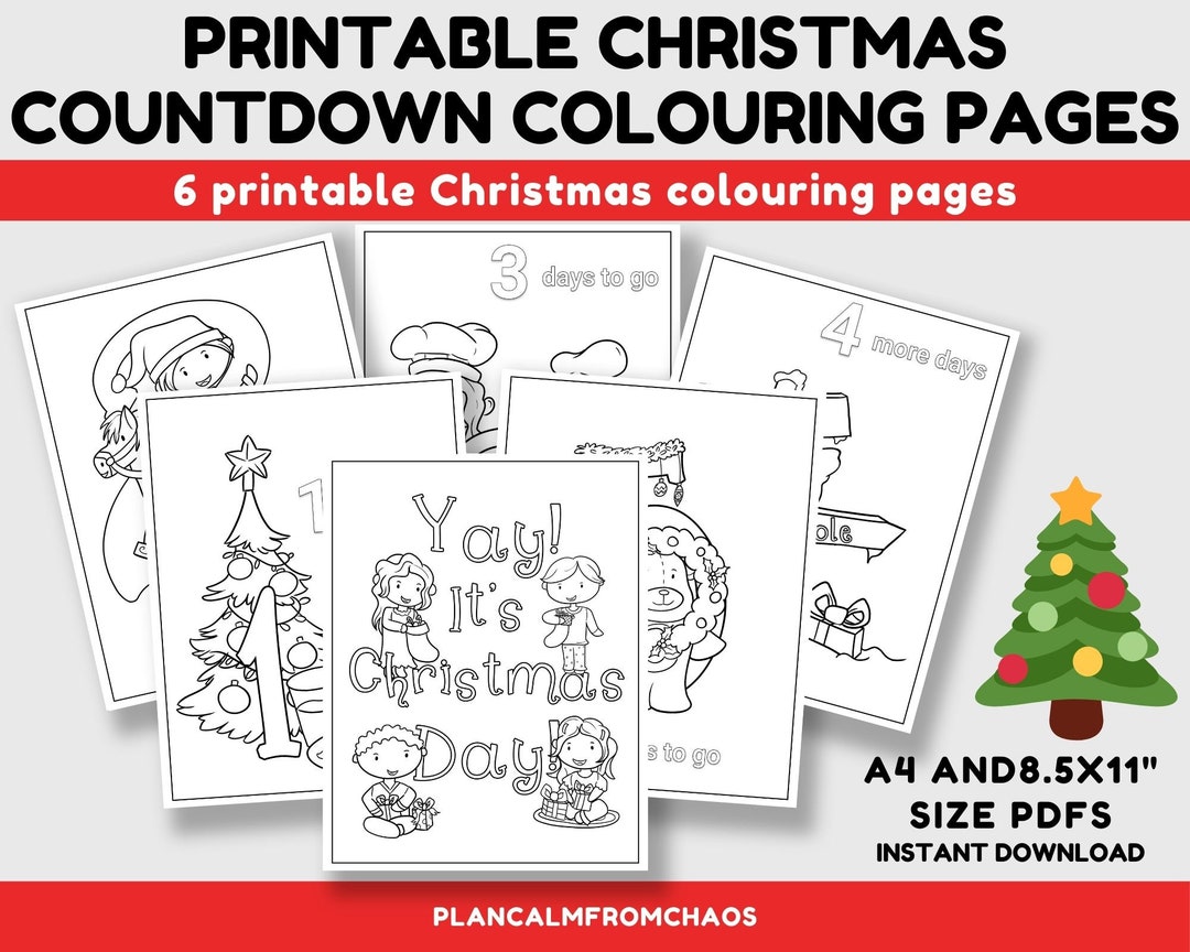 Christmas Colouring Pages DIGITAL DOWNLOAD 6 Printable - Etsy