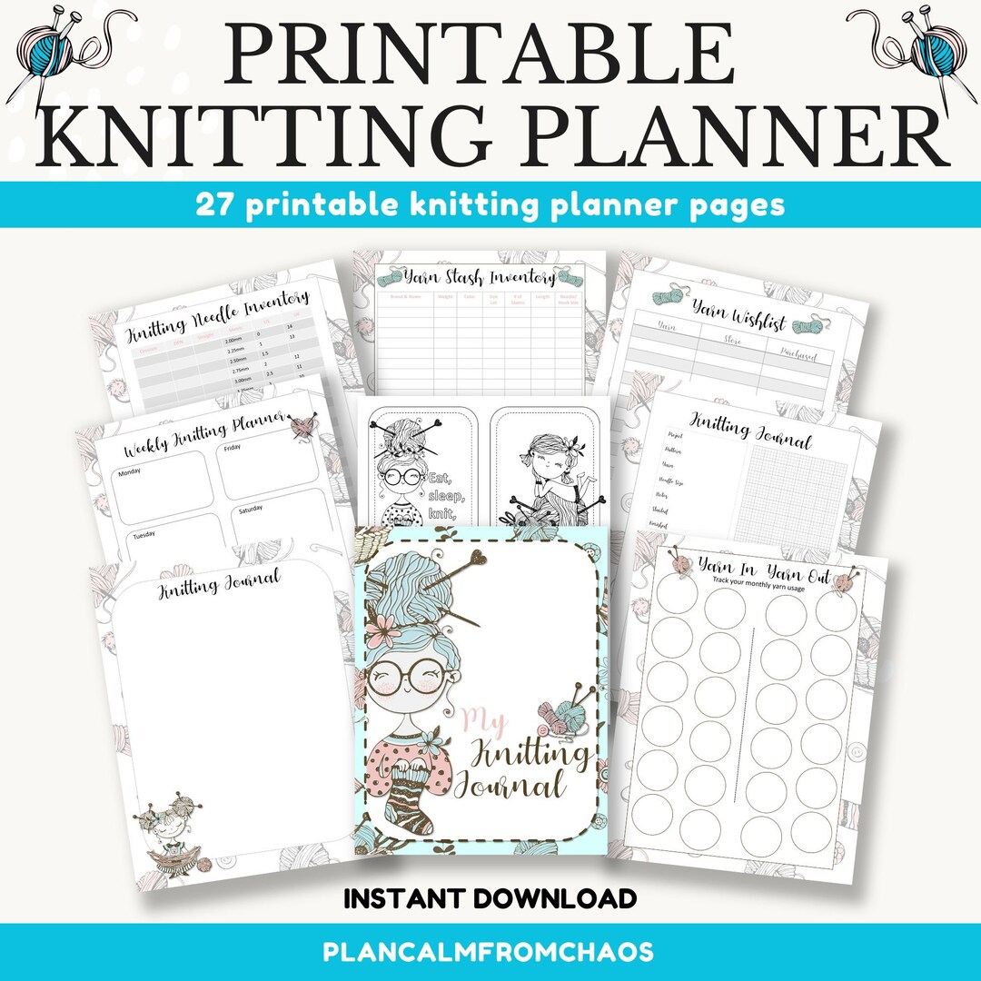 Printable Knitting Journal. DIGITAL DOWNLOAD. Use These Printable ...