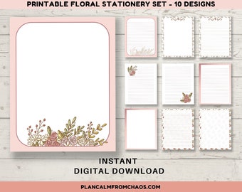 Printable Floral Stationery - Etsy