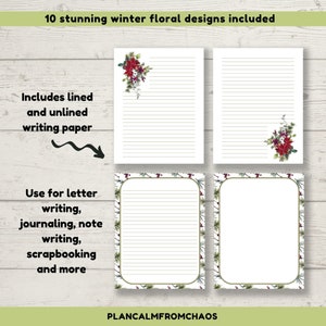 Printable Christmas Poinsettia Stationery, DIGITAL DOWNLOAD, Printable ...