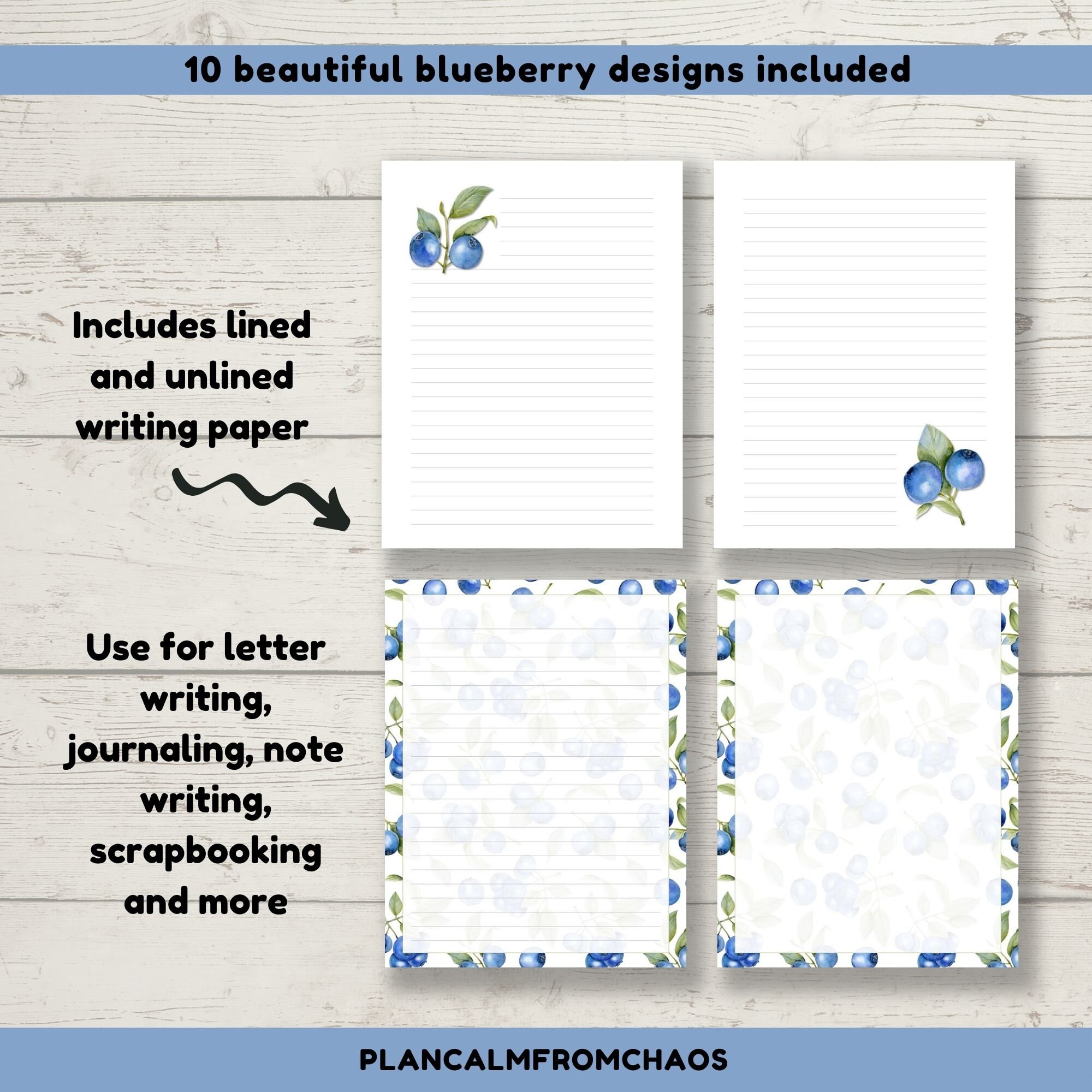 Printable Blueberry Stationery DIGITAL DOWNLOAD Printable - Etsy