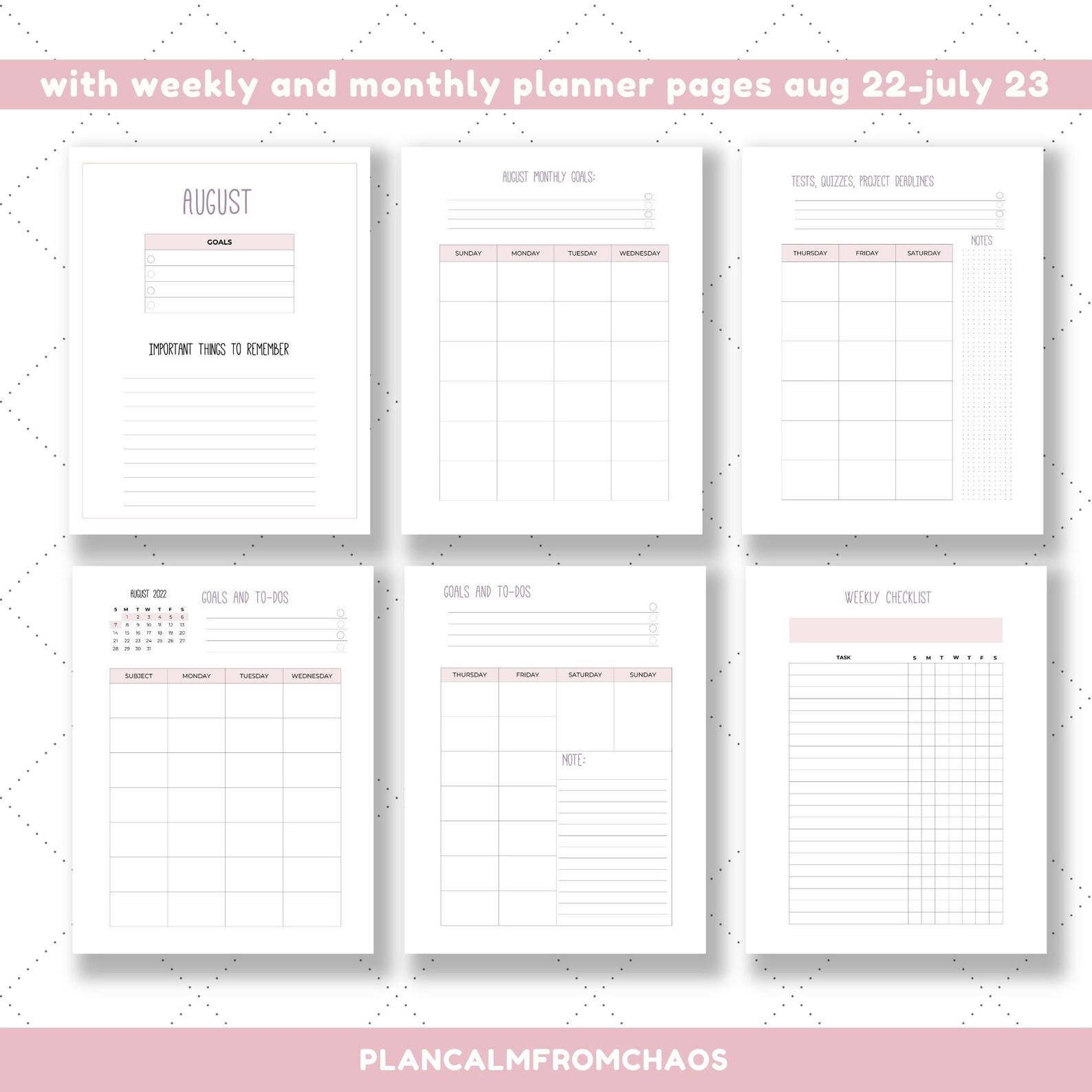 2022-2023 Student Planner Printable. DIGITAL DOWNLOAD. Pretty - Etsy Canada