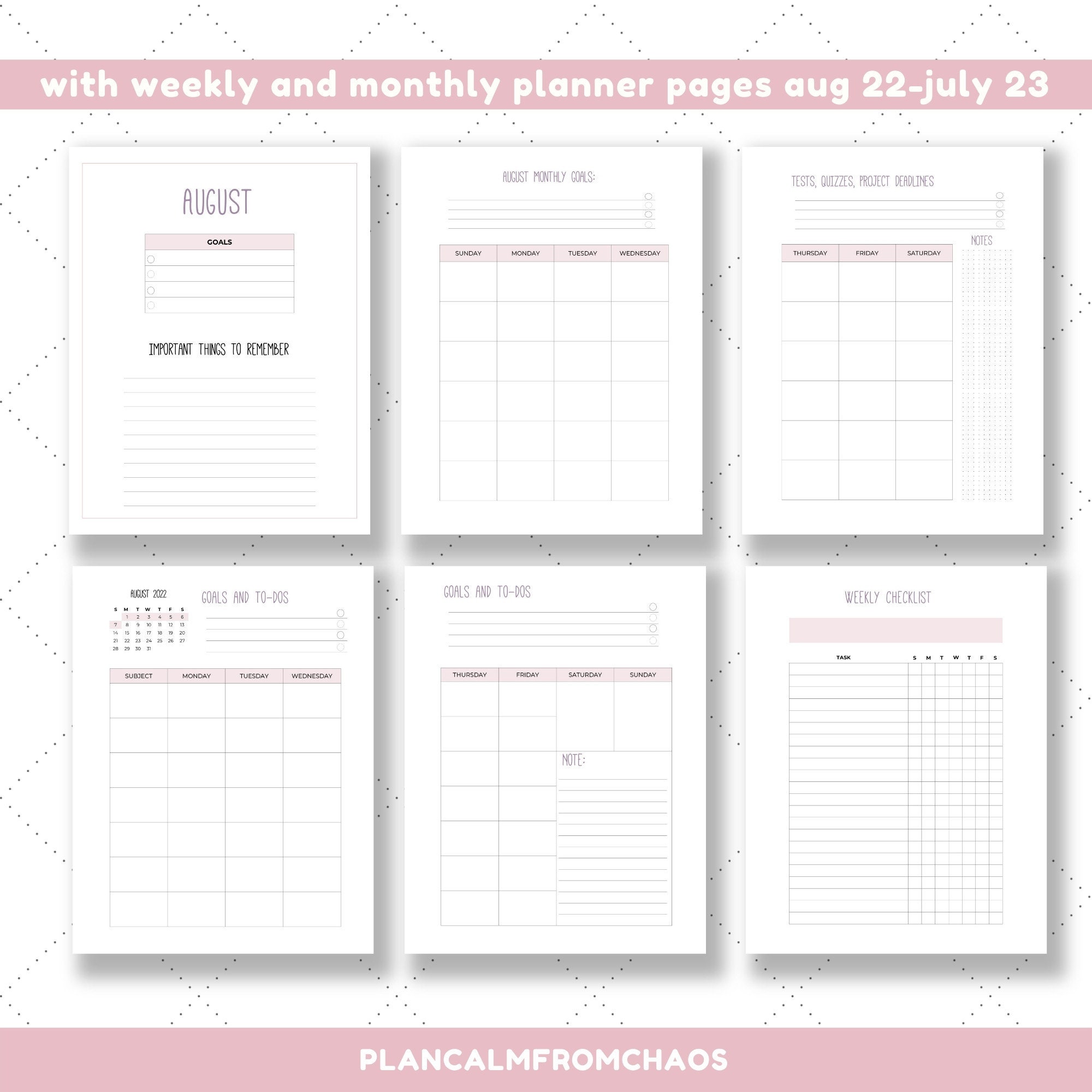 2022-2023 Student Planner Printable. DIGITAL DOWNLOAD. Pretty - Etsy Canada