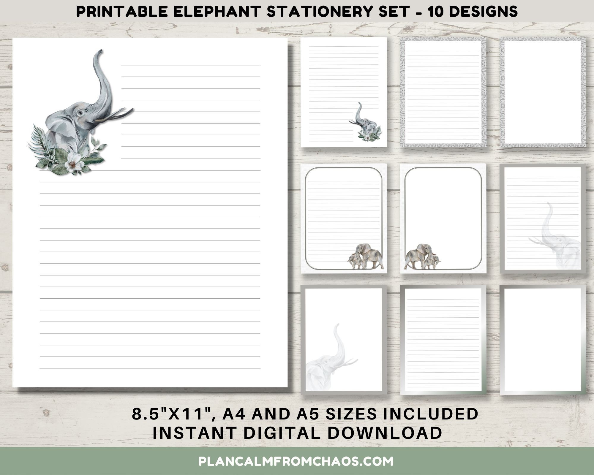 Printable Elephant Stationery DIGITAL DOWNLOAD Printable - Etsy