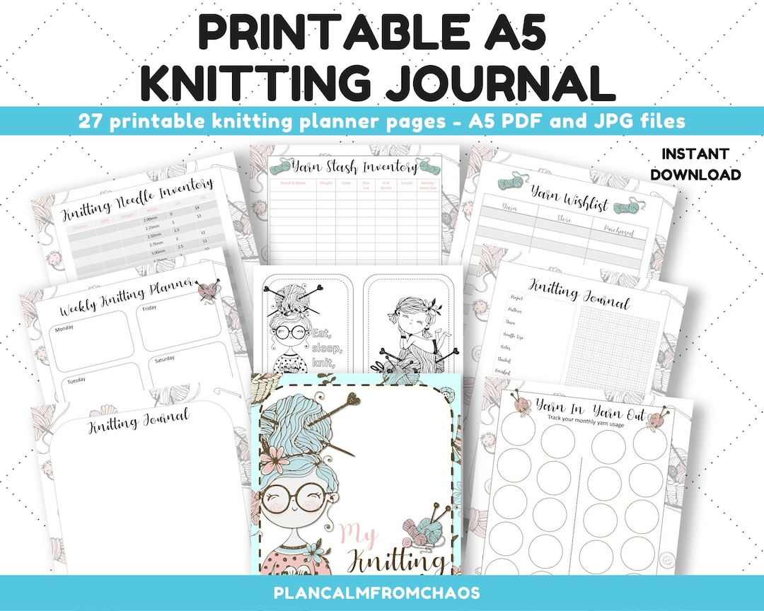 Printable A5 Knitting Journal. DIGITAL DOWNLOAD. Use These - Etsy UK