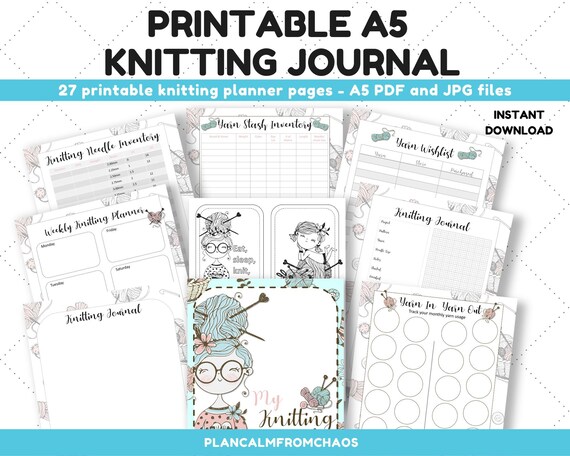 Printable A5 Knitting Journal. DIGITAL DOWNLOAD. Use These - Etsy UK