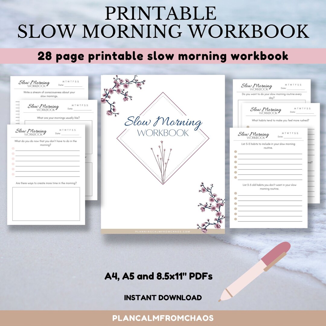 Slow Morning Routine PDF Workbook ,DIGITAL DOWNLOAD, 28 Page Workbook ...