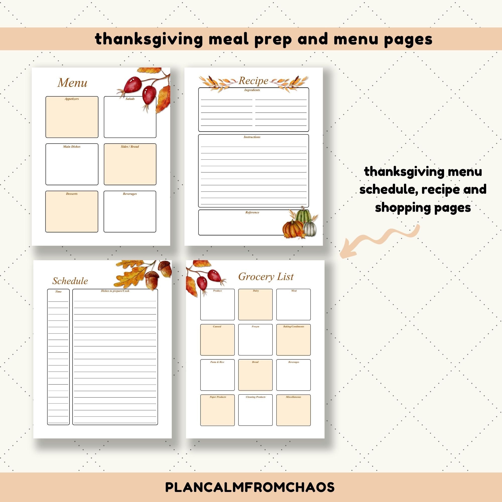 Thanksgiving Planner Printable DIGITAL DOWNLOAD 20 Pages - Etsy UK