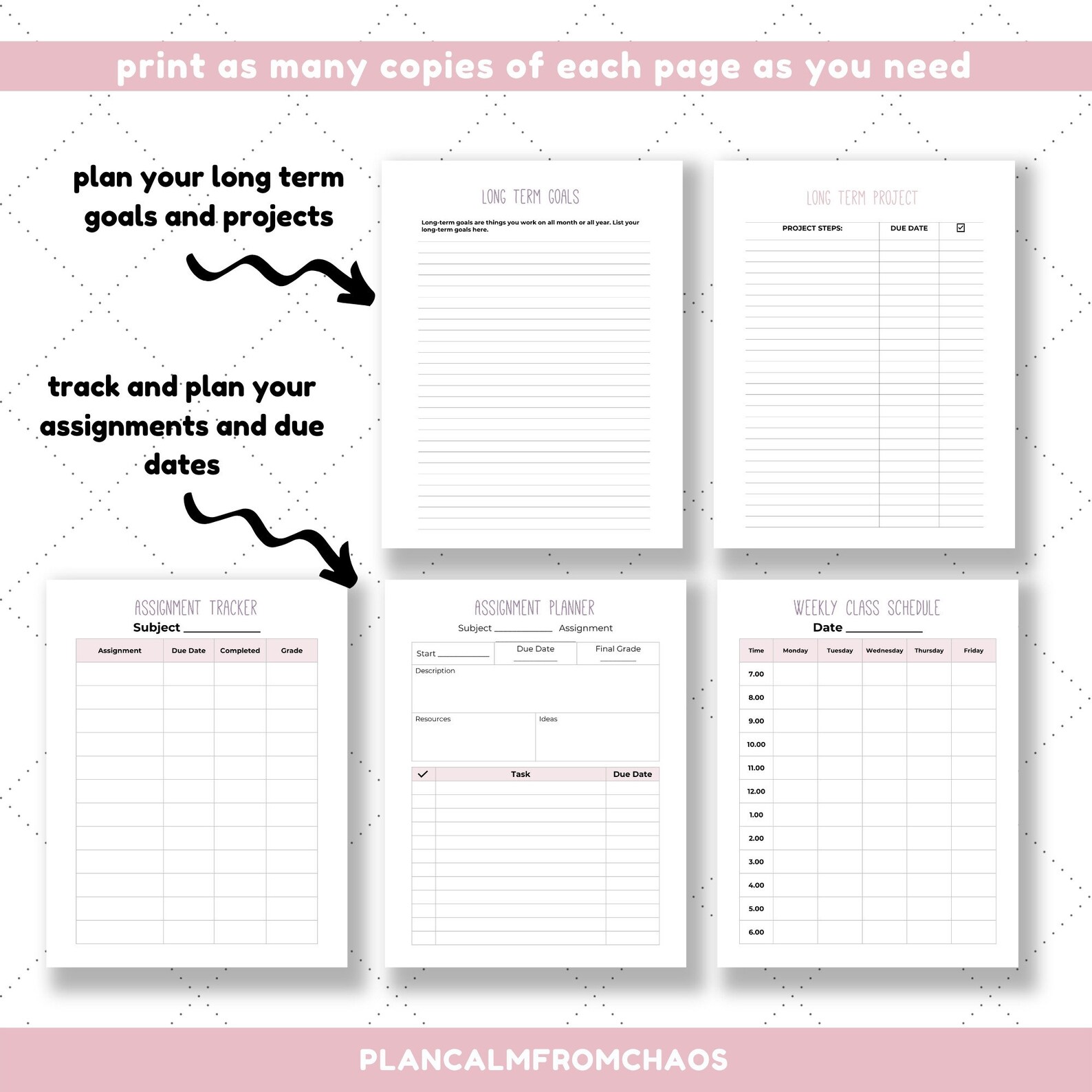2022-2023 Student Planner Printable. DIGITAL DOWNLOAD. Pretty - Etsy Canada
