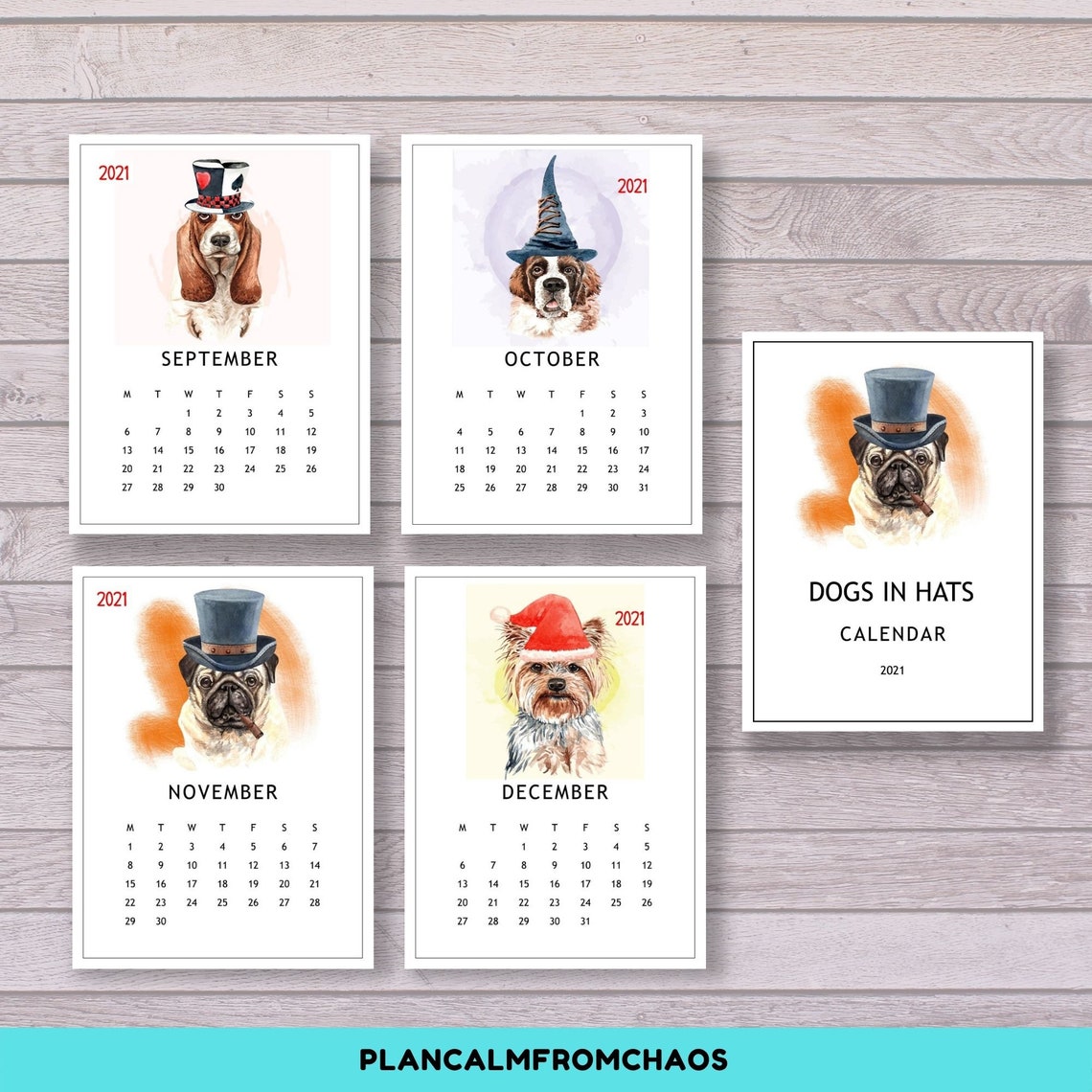 2021 Monthly Dog Calendar Printable DIGITAL DOWNLOAD A funny | Etsy