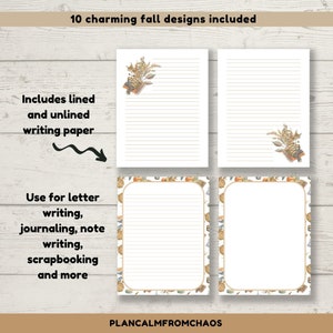 Printable Charming Fall Stationery, DIGITAL DOWNLOAD, Printable Writing ...