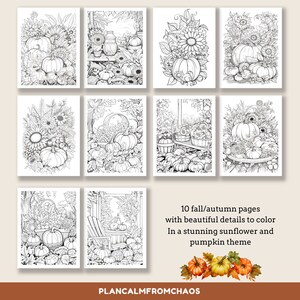 10 Printable Fall Colouring Pages, DIGITAL DOWNLOAD, 10 Beautiful ...