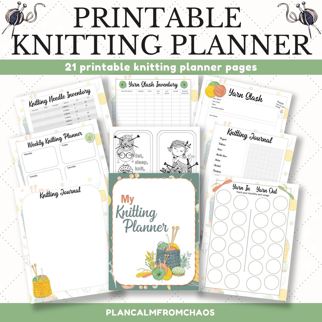 Printable Knitting Planner. DIGITAL DOWNLOAD. Use These Printable ...