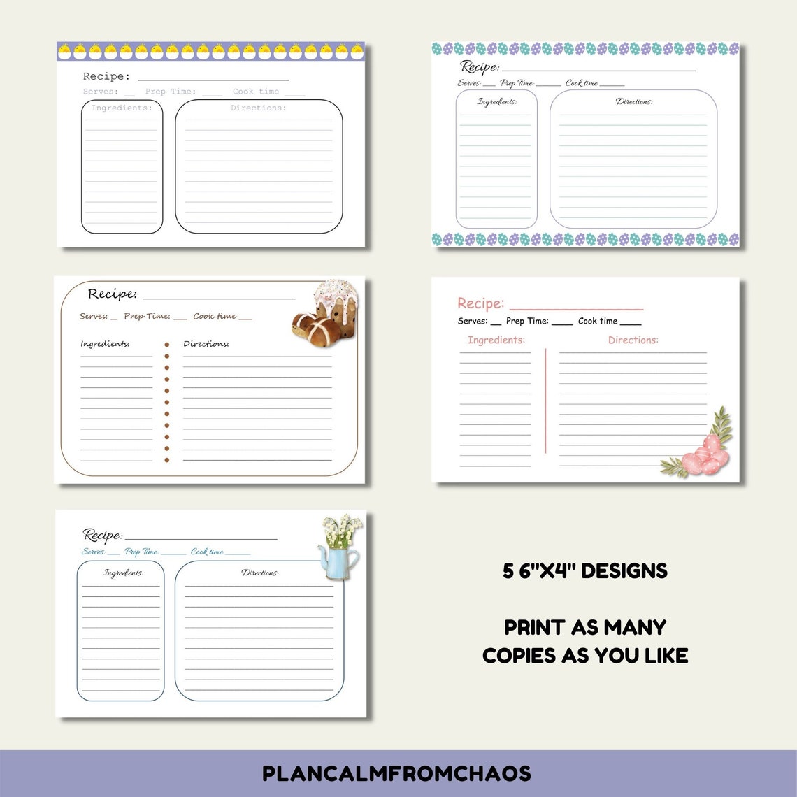 Printable Easter Recipe Cards DIGITAL DOWNLOAD | Etsy