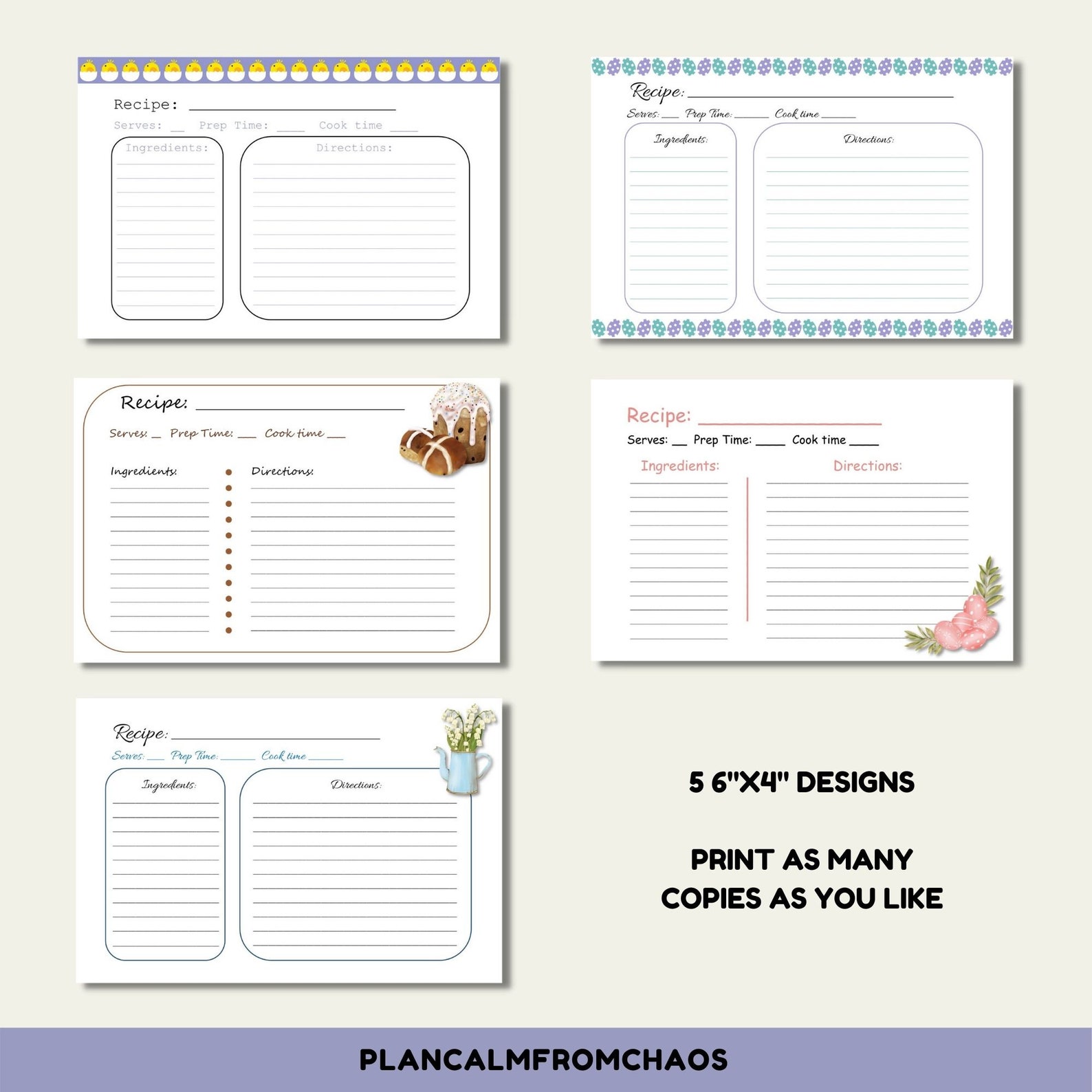 Printable Easter Recipe Cards DIGITAL DOWNLOAD | Etsy