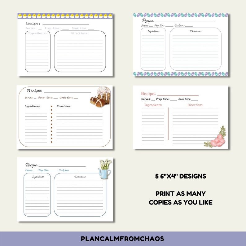 Printable Easter Recipe Cards DIGITAL DOWNLOAD - Etsy