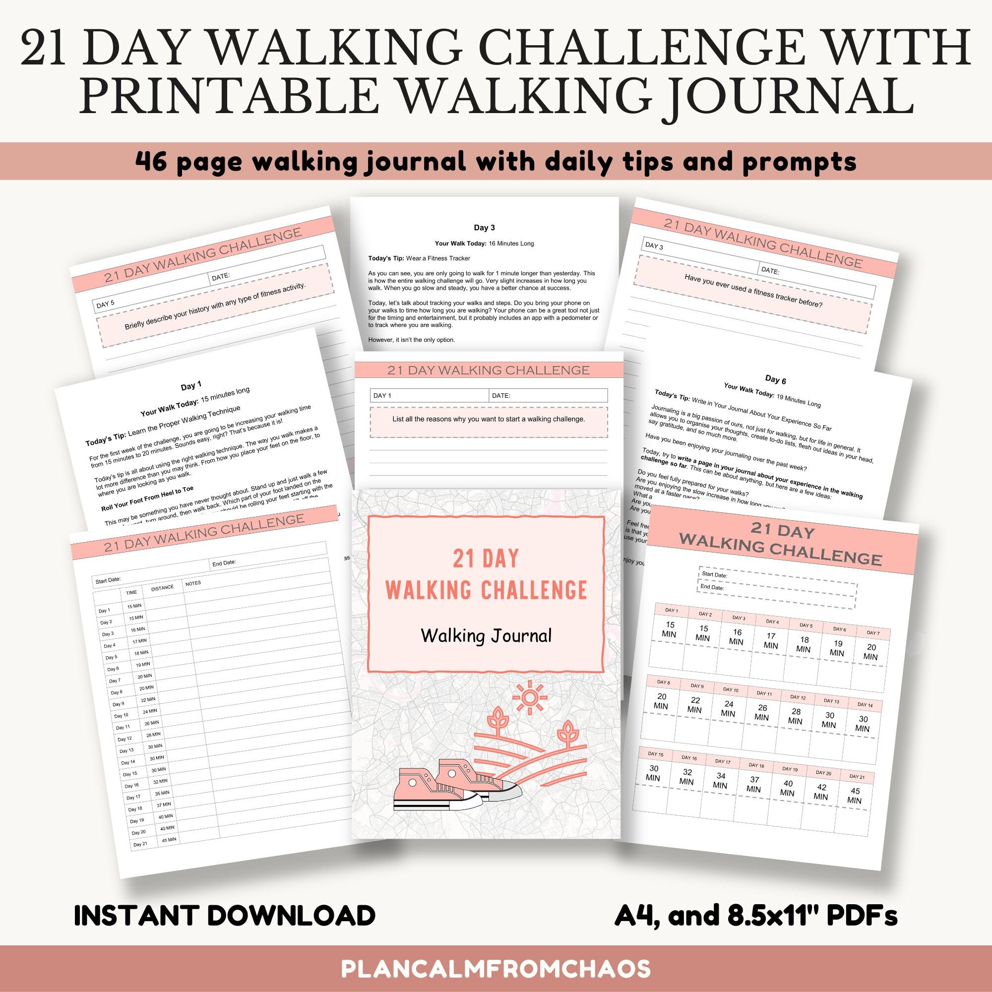21 Day Walking Challenge With Printable Walking Journal. DIGITAL ...