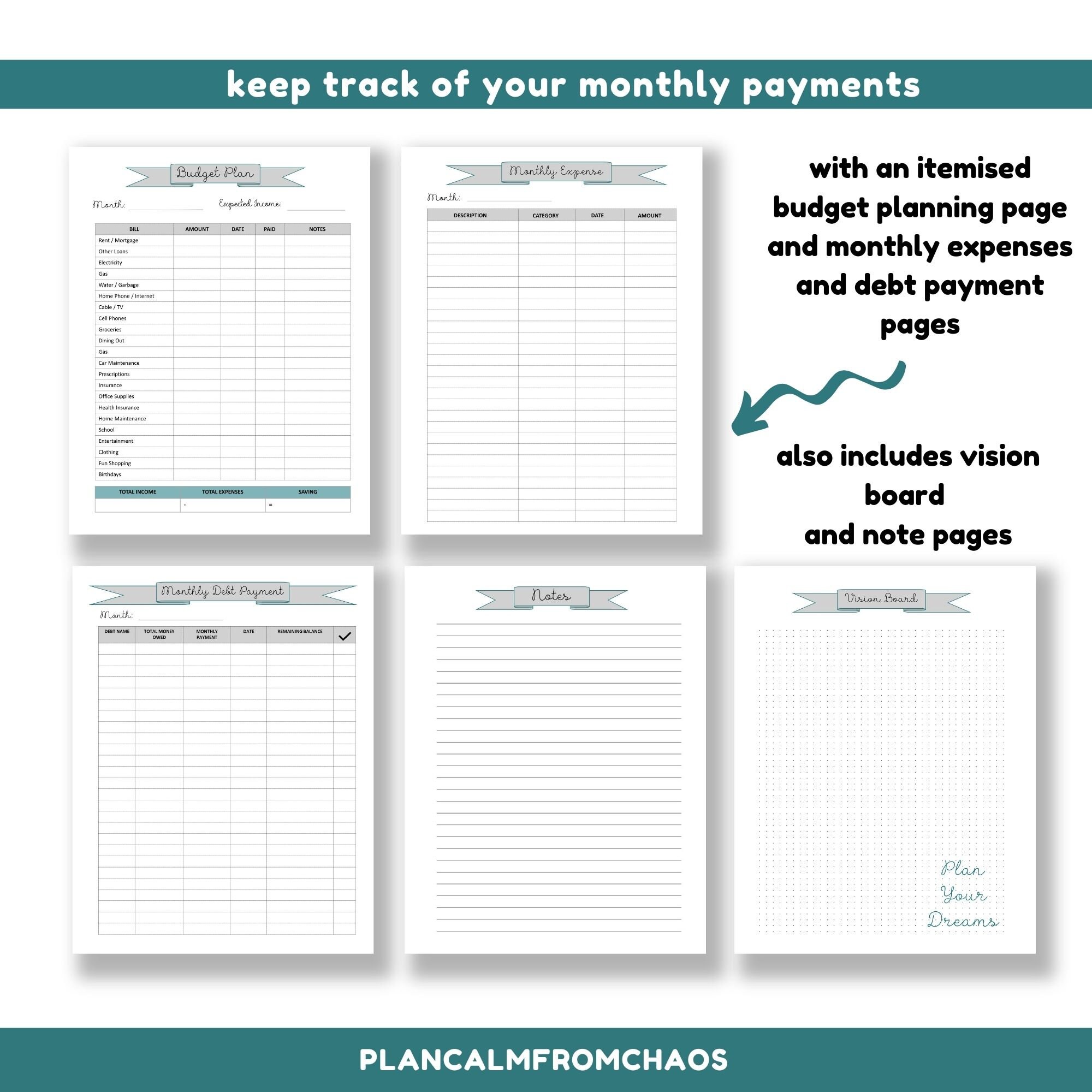 Printable Home Budget Planner. DIGITAL DOWNLOAD. Personal Finance ...
