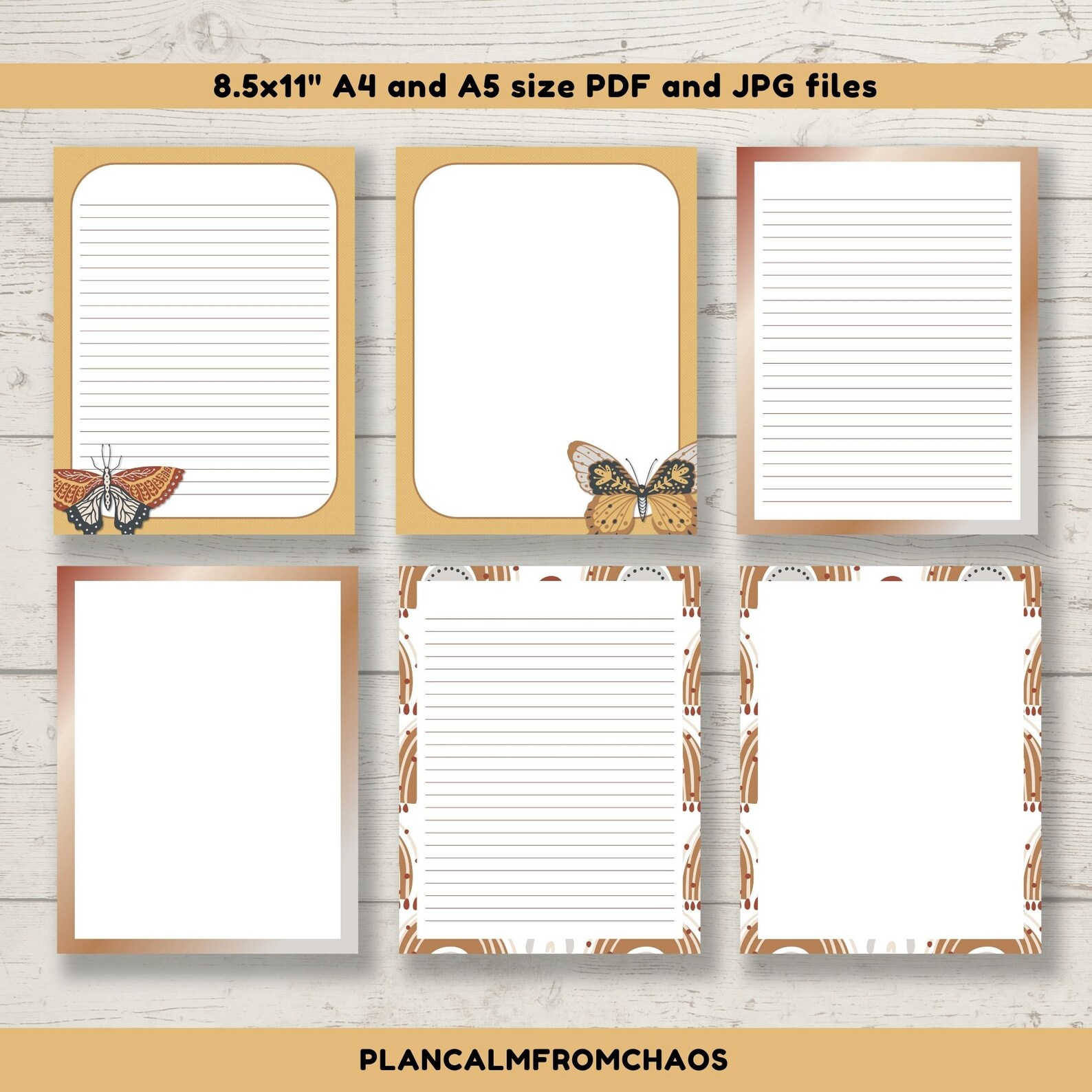 Boho Butterfly Printable Stationery DIGITAL DOWNLOAD - Etsy
