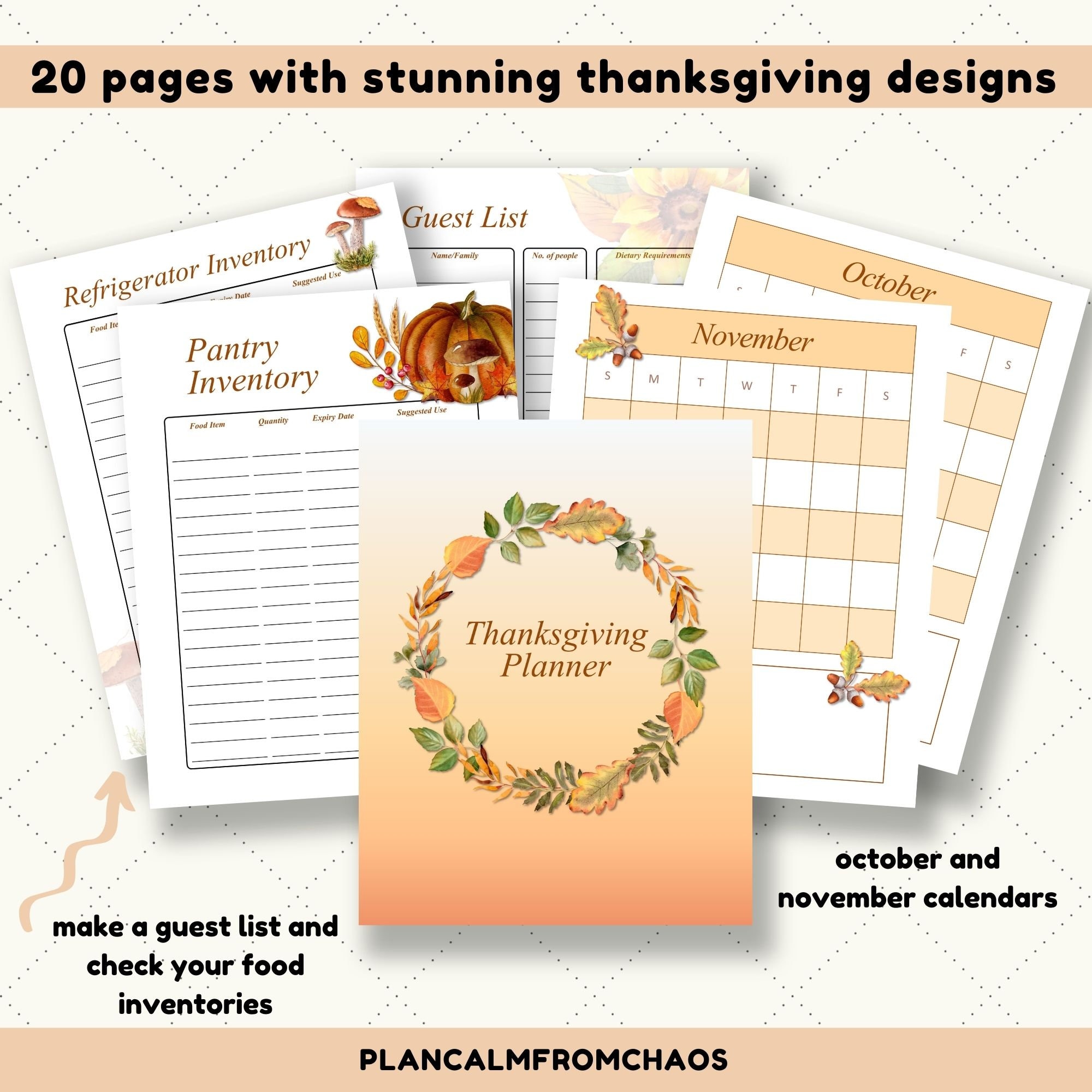 Thanksgiving Planner Printable DIGITAL DOWNLOAD 20 Pages - Etsy UK