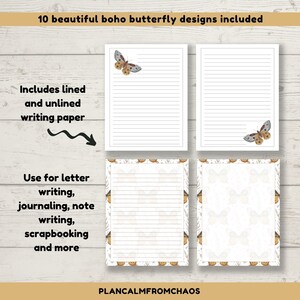 Boho Butterfly Printable Stationery, DIGITAL DOWNLOAD, Printable ...