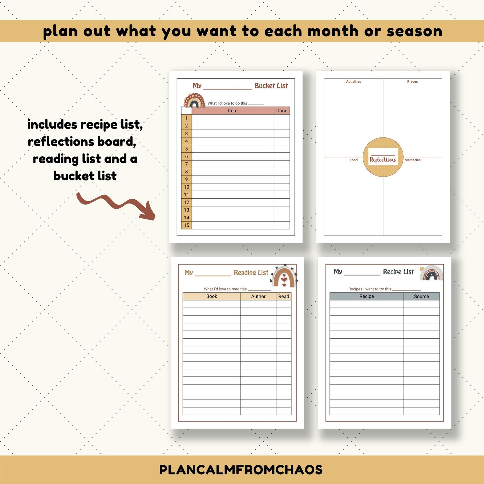 Printable Rainbow Boho Undated Planner DIGITAL DOWNLOAD 42 - Etsy