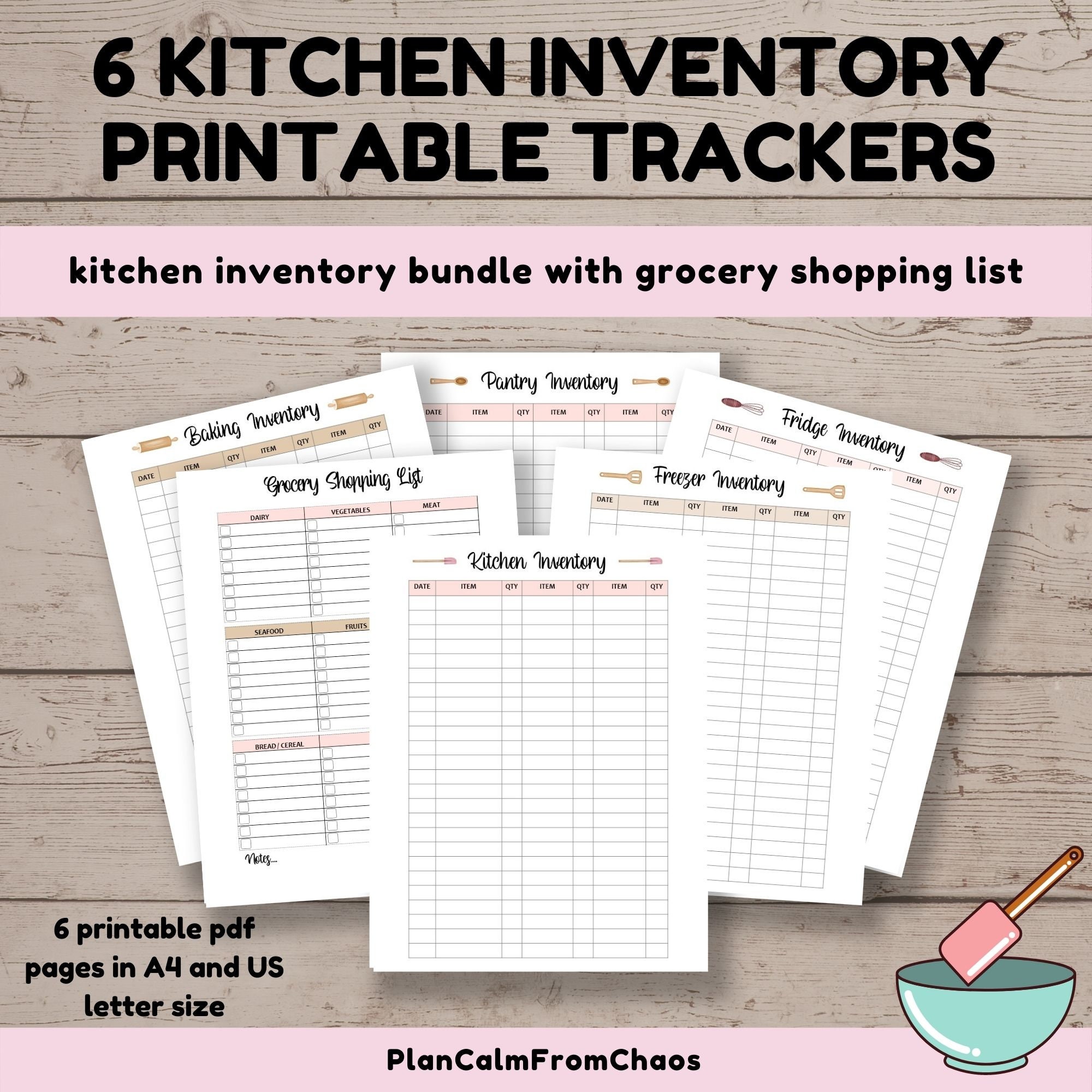 Kitchen Inventory Printable Trackers. Fridge Inventory, Freezer ...
