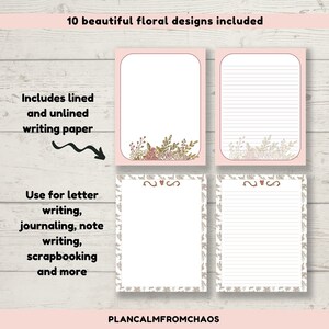 Printable Floral Stationery Set, DIGITAL DOWNLOAD, Printable Writing ...