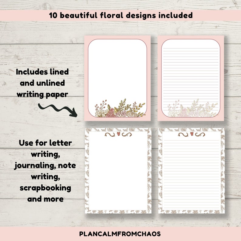 Printable Floral Stationery Set DIGITAL DOWNLOAD Printable - Etsy