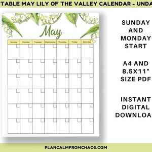 Printable May Monthly Calendar DIGITAL DOWNLOAD May Undated | Etsy