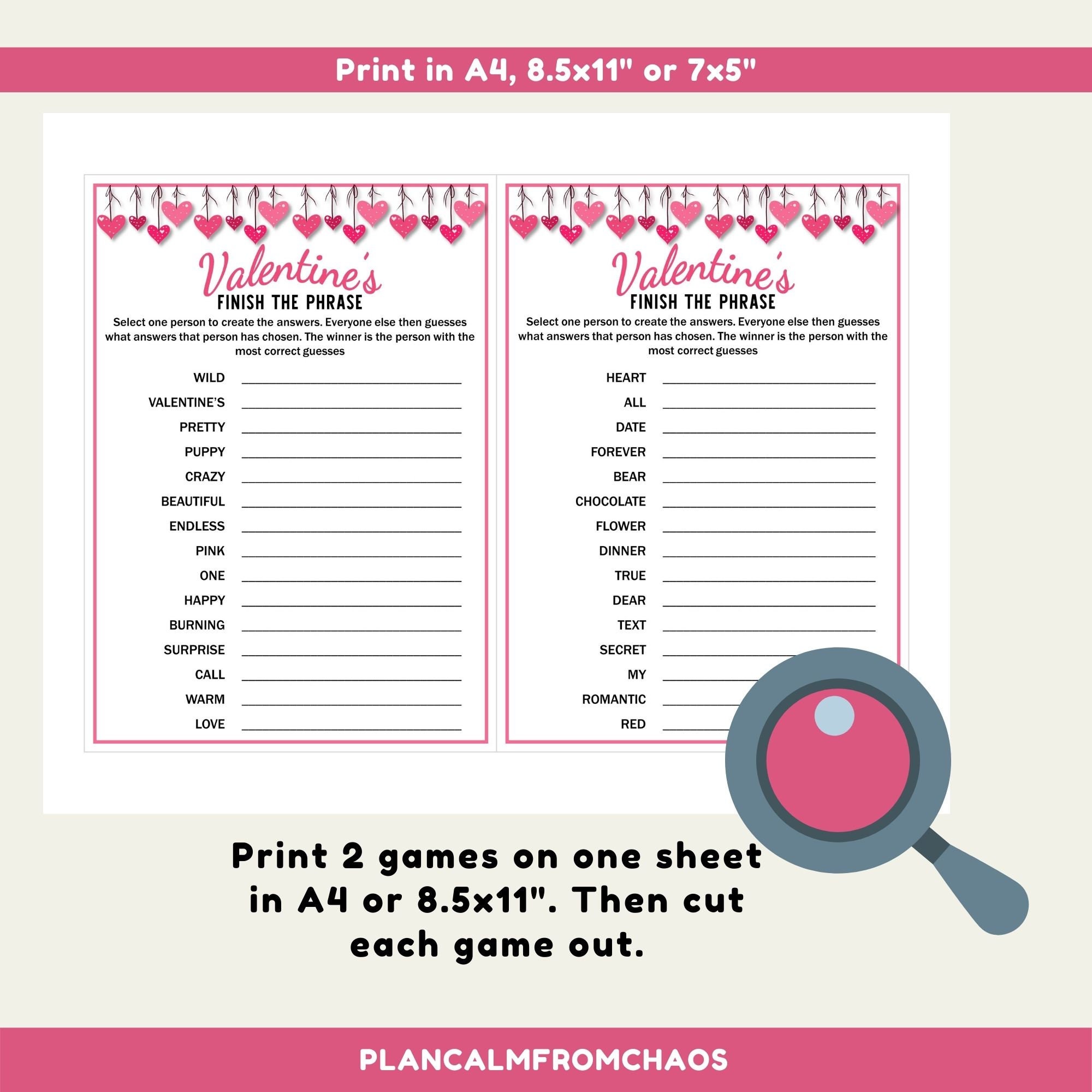 Valentines Day Printable Games, Finish the Phrase, DIGITAL DOWNLOAD ...