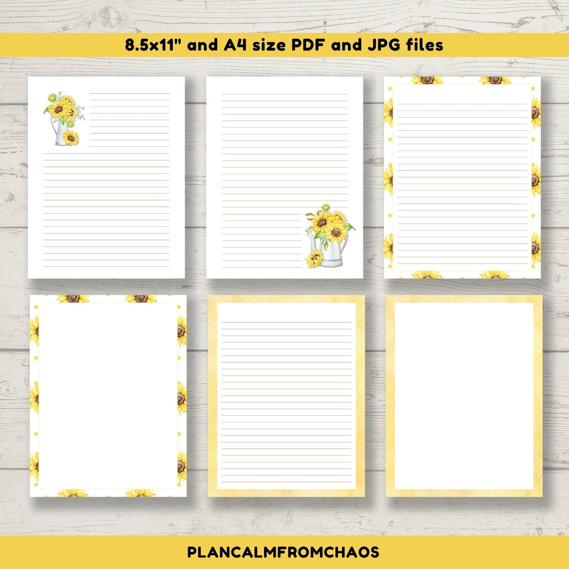 Printable Sunflower Stationery DIGITAL DOWNLOAD Printable - Etsy
