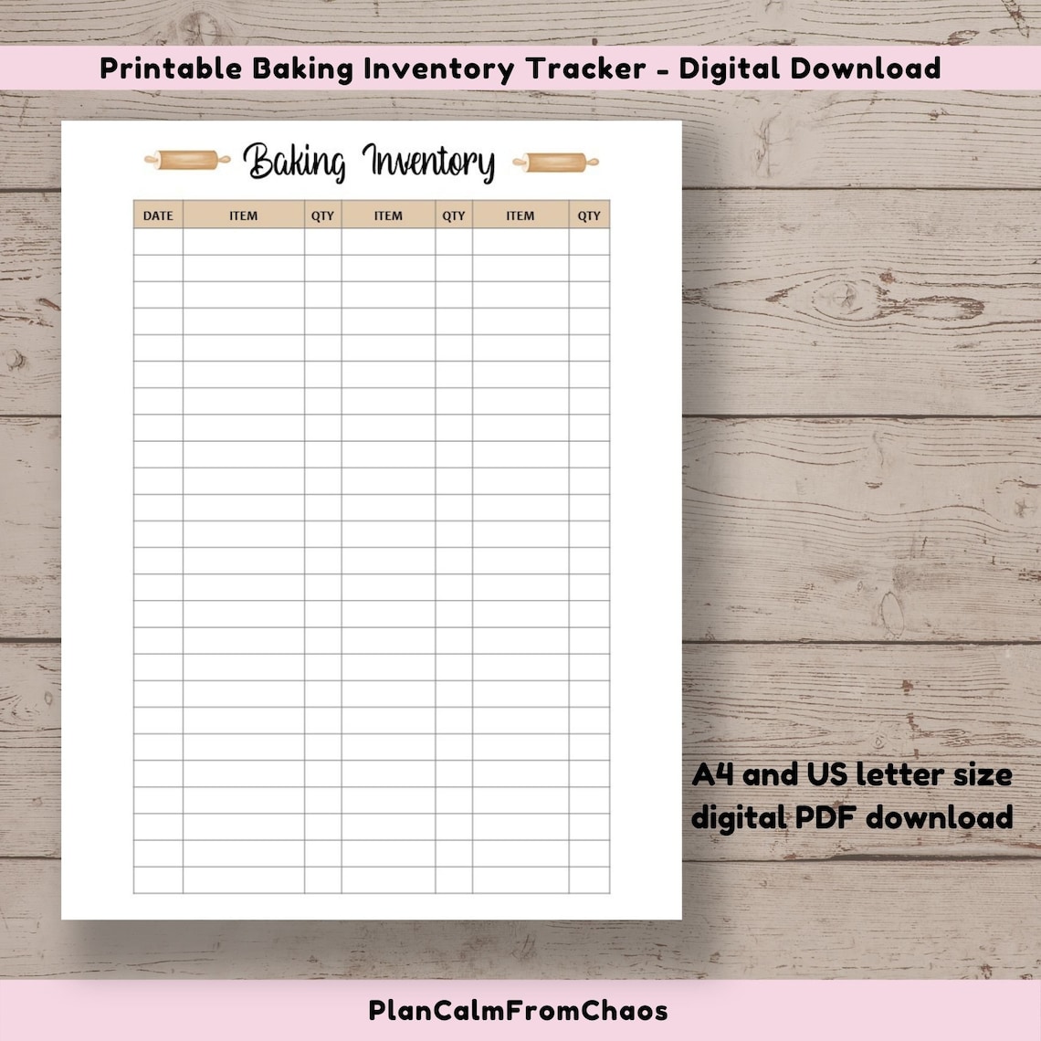 Printable Baking Inventory Tracker DIGITAL DOWNLOAD. Organise - Etsy