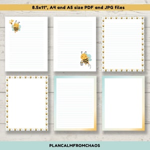 Cute Bumblebee Digital Stationery, DIGITAL DOWNLOAD, Printable Writing ...