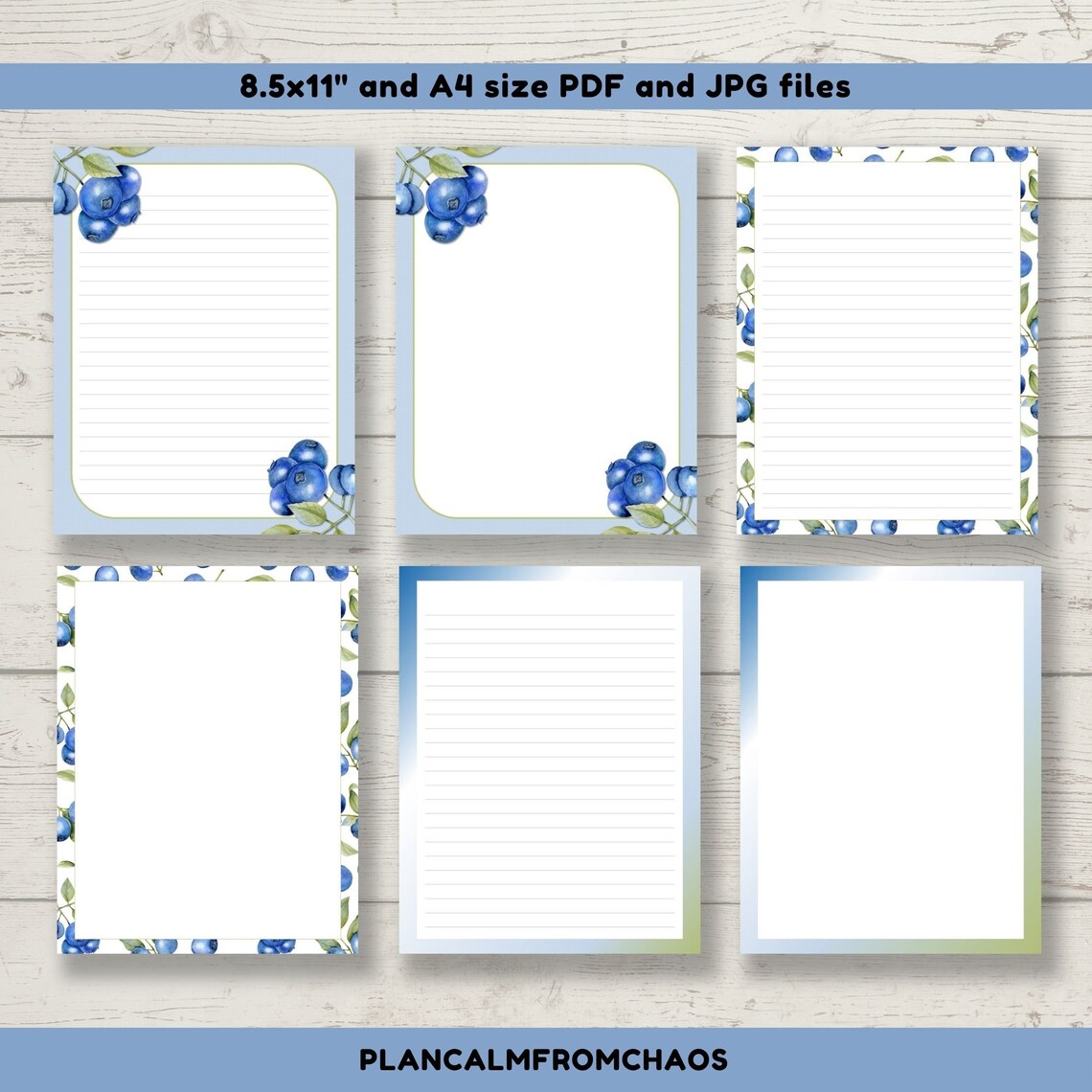 Printable Blueberry Stationery DIGITAL DOWNLOAD Printable - Etsy