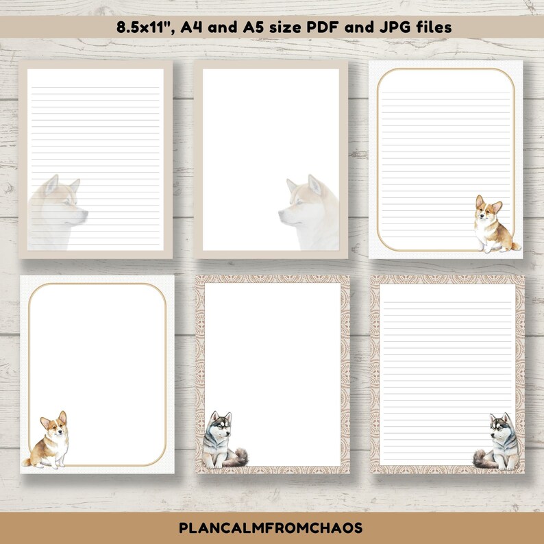 Printable Dog Stationery Set, DIGITAL DOWNLOAD, Printable Writing Paper ...
