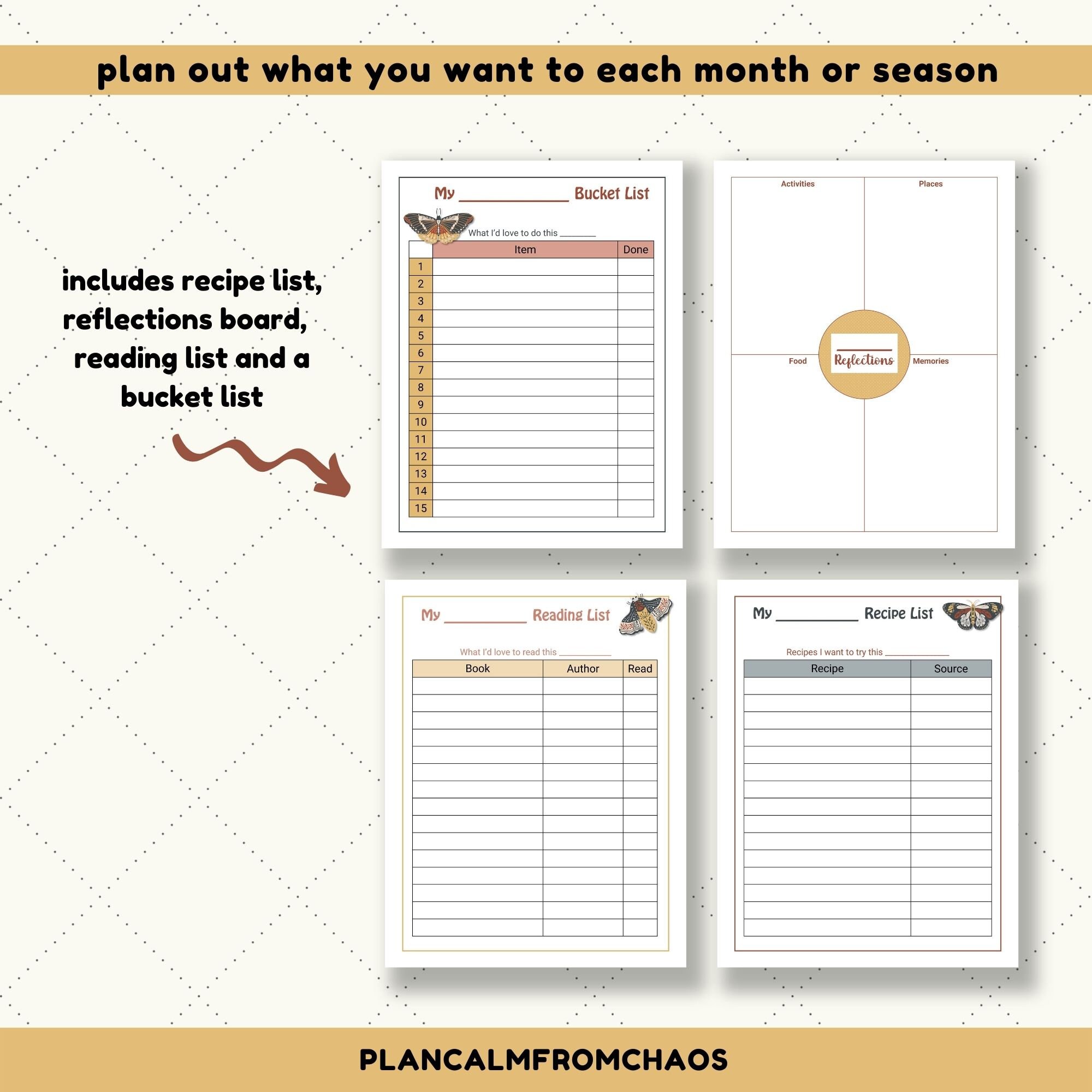 Printable Boho Undated Planner DIGITAL DOWNLOAD 42 Page Boho - Etsy UK