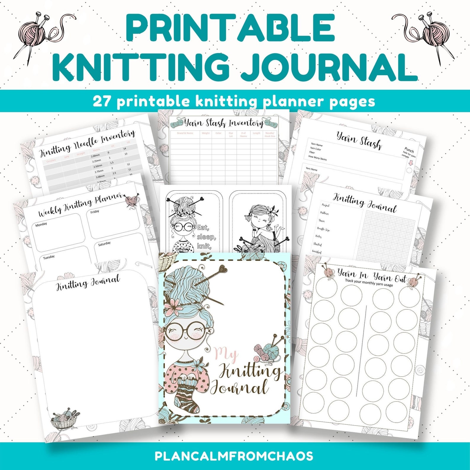 Printable Knitting Journal. DIGITAL DOWNLOAD. Use these | Etsy