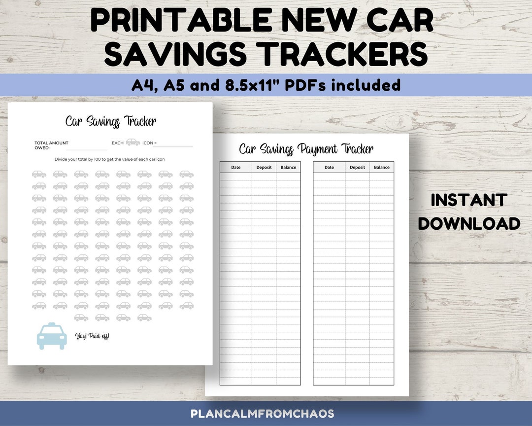 Printable New Car Savings Trackers. DIGITAL DOWNLOAD. Car Fund - Etsy
