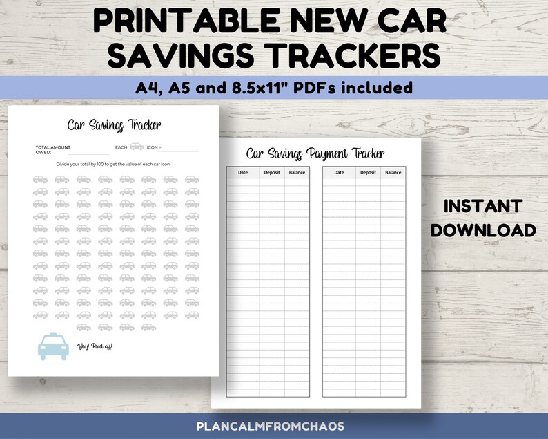 Printable New Car Savings Trackers. DIGITAL DOWNLOAD. Car Fund - Etsy