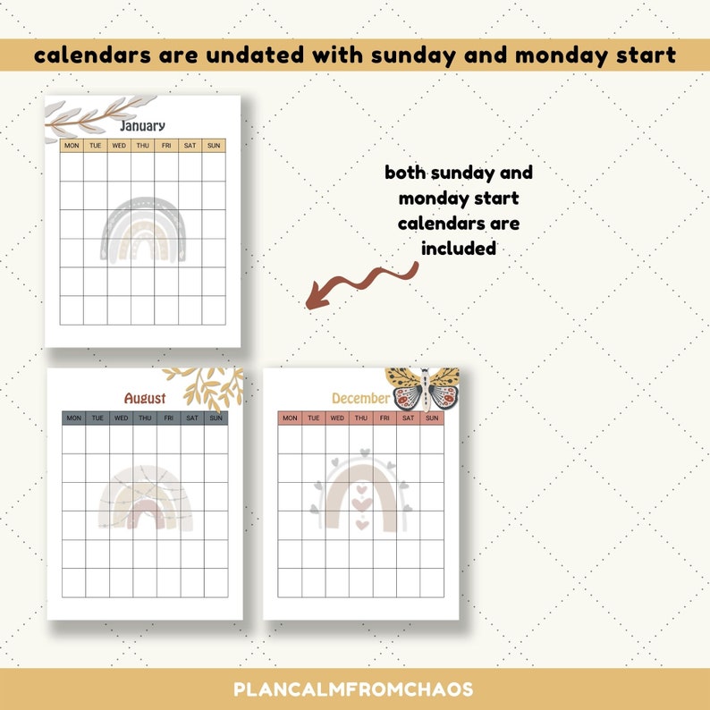 Printable Rainbow Boho Undated Planner DIGITAL DOWNLOAD 42 - Etsy