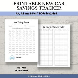 Printable New Car Savings Trackers. DIGITAL DOWNLOAD. Car Fund Trackers ...