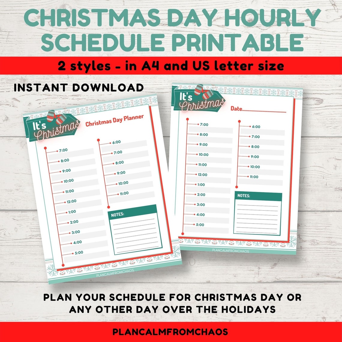 Printable Christmas Day and Week Planner Bundle, DIGITAL DOWNLOAD ...