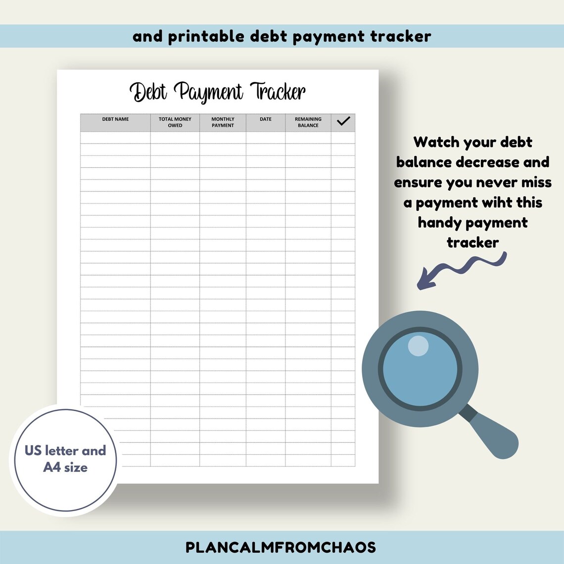 Debt Tracker Printables. DIGITAL DOWNLOAD. Plan to Be Debt - Etsy