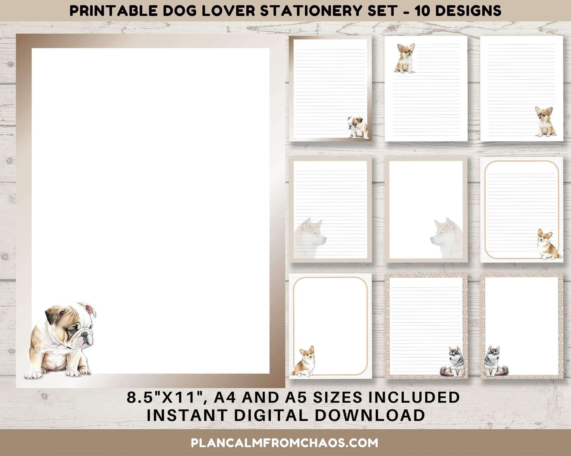 Printable Dog Stationery Set DIGITAL DOWNLOAD Printable - Etsy