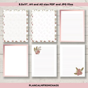 Printable Floral Stationery Set, DIGITAL DOWNLOAD, Printable Writing ...