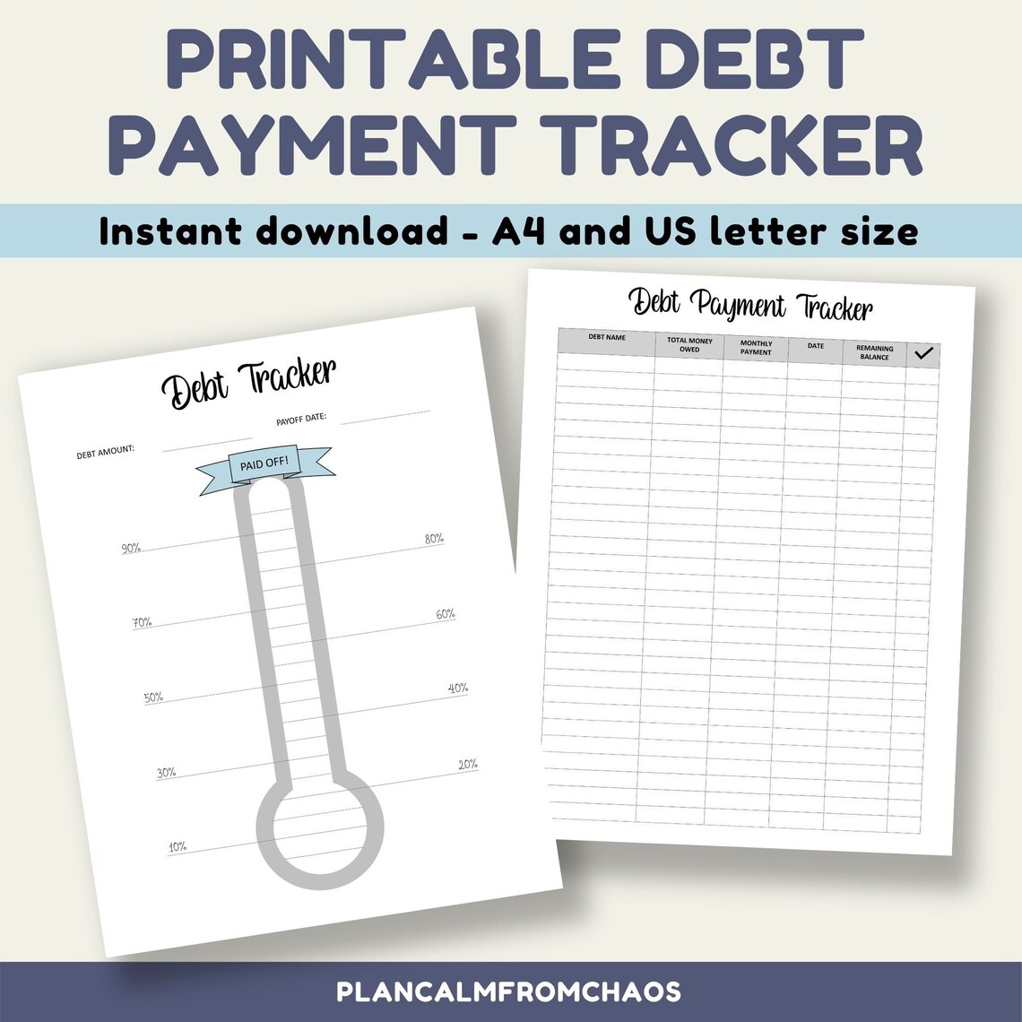 Debt Tracker Printables. DIGITAL DOWNLOAD. Plan to Be Debt | Etsy