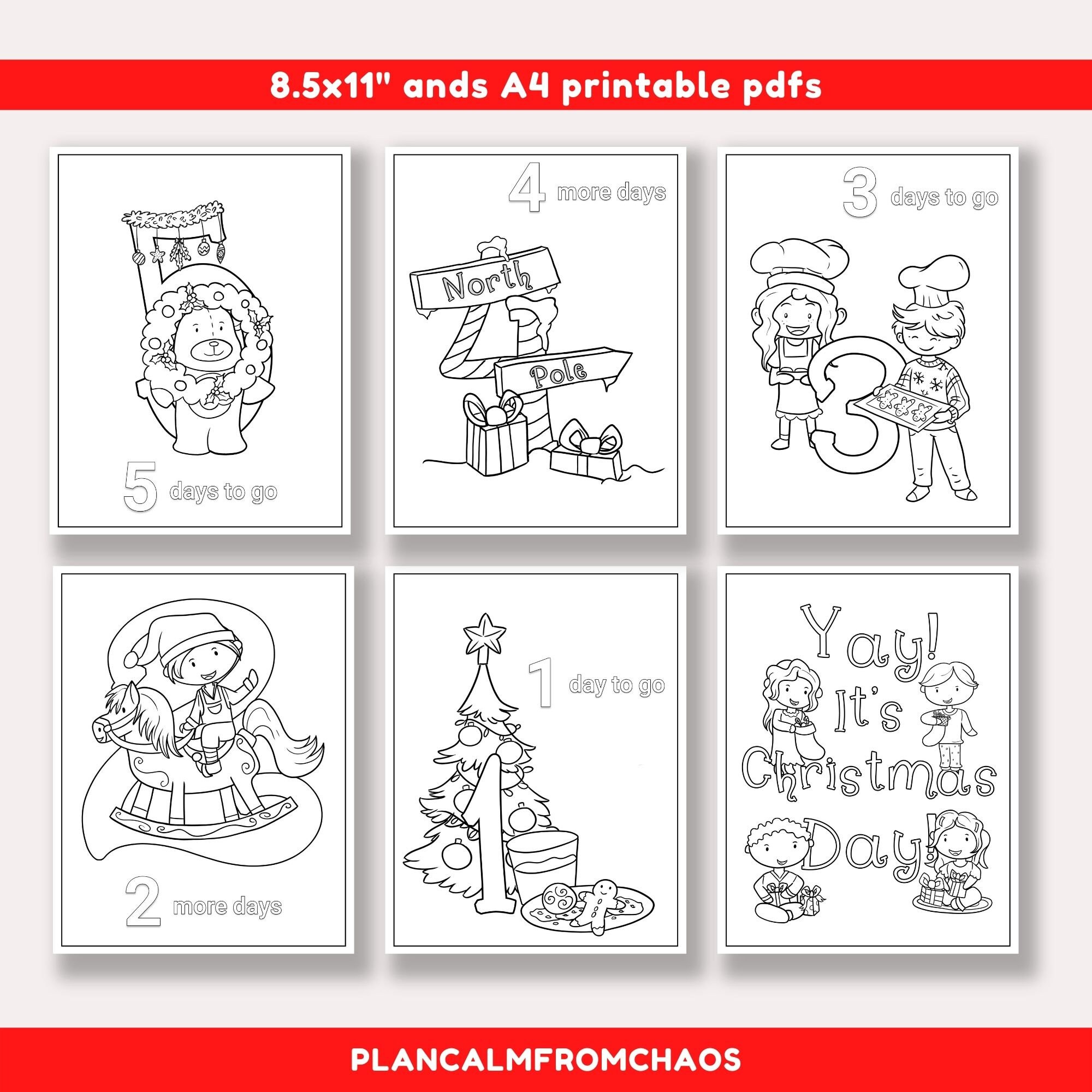 Christmas Colouring Pages, DIGITAL DOWNLOAD, 6 Printable Christmas ...